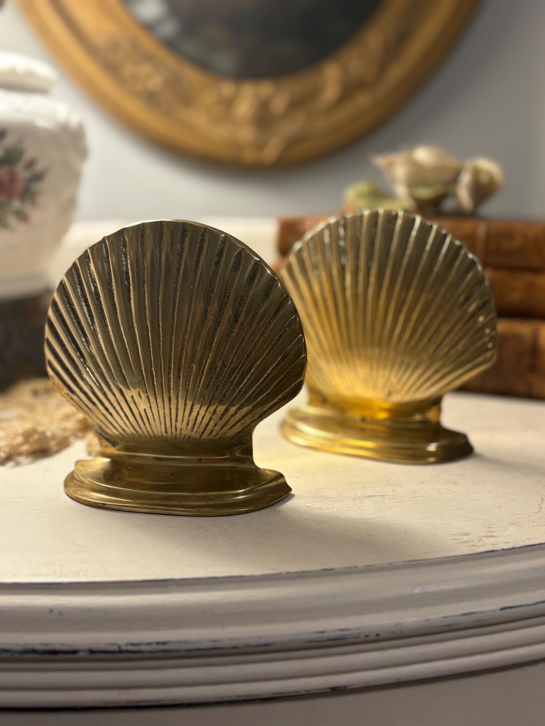 Brass Sea Shell Bookend Set - Door Stops - Vintage - Etsy