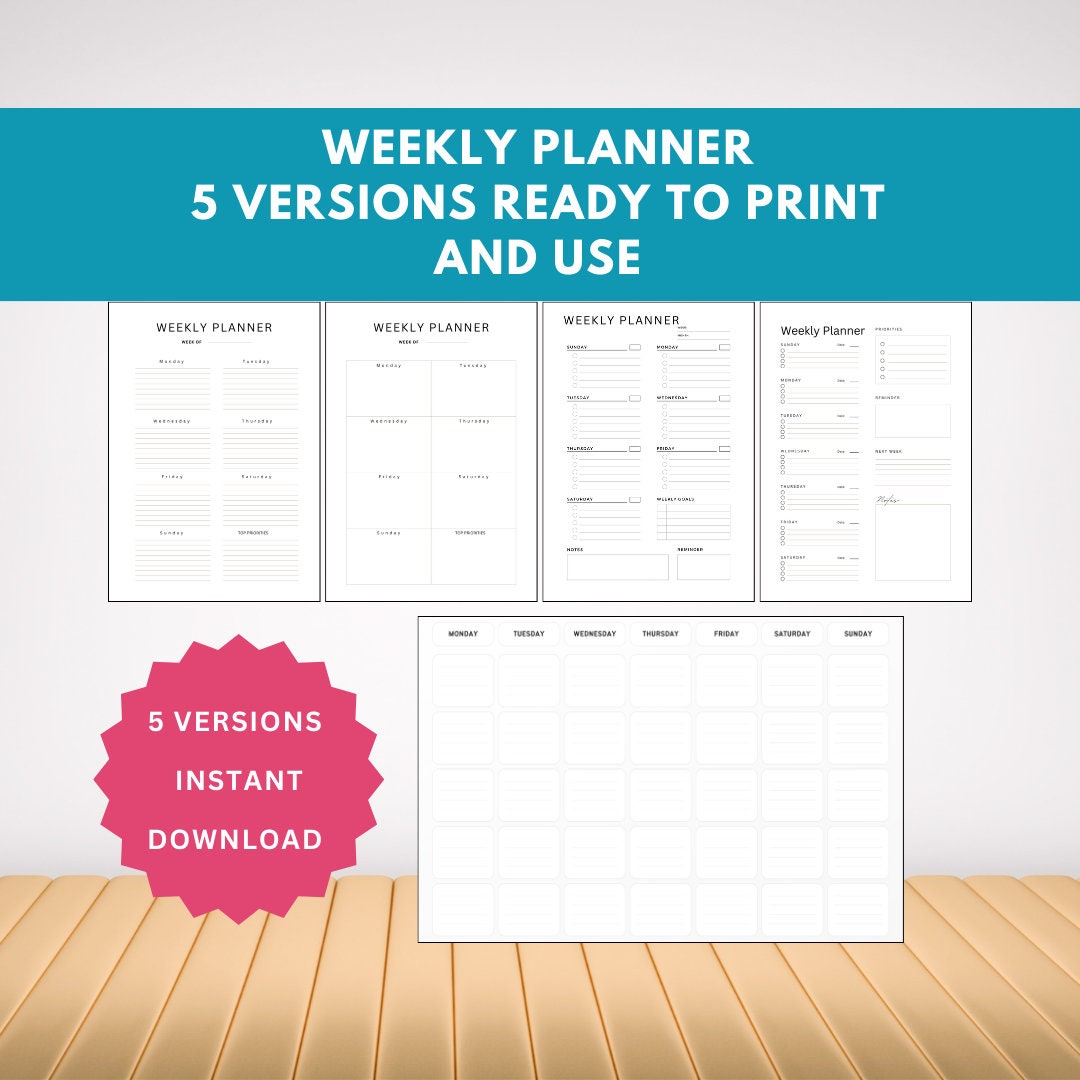 Weekly Planner Printable,weekly Schedule Landscape,weekly Agenda,work ...