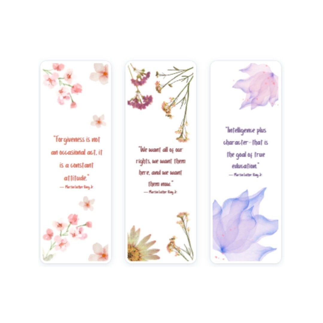 6 Bookmarks With Motivational and Inspirational Quotes,martin Luther Jr ...