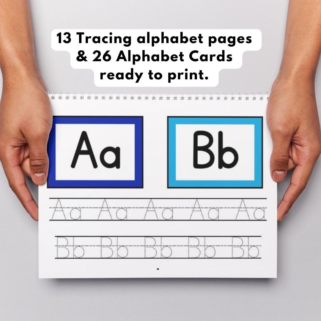 Alphabet Tracing Worksheets for Kids, Alphabet Cards,printable Letter ...
