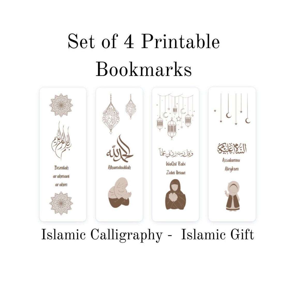 4 Islamic Bookmarks,arabic Calligraphy,muslim Bookmarks,islamic ...