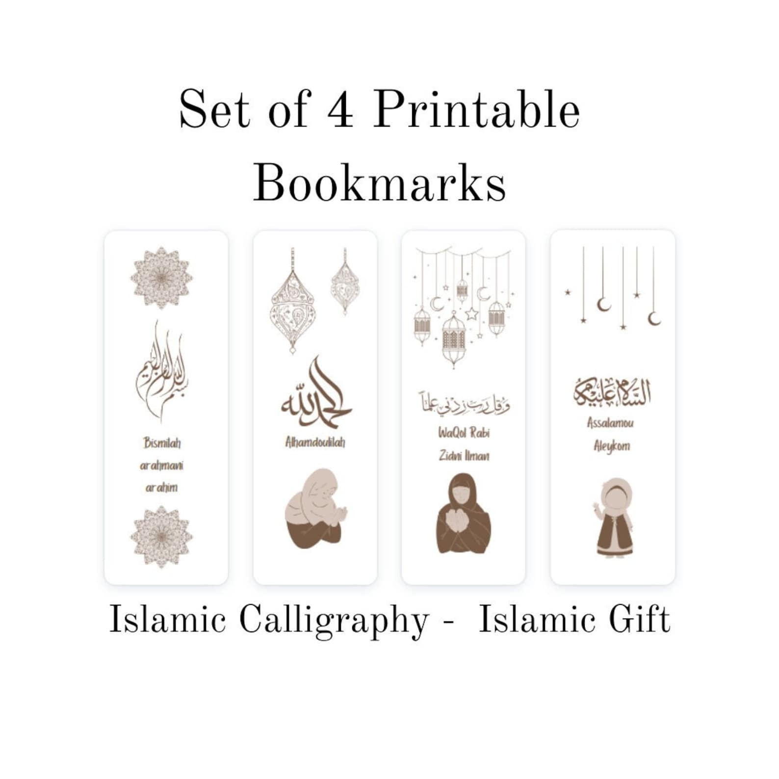 4 Islamic Bookmarks,arabic Calligraphy,muslim Bookmarks,islamic ...