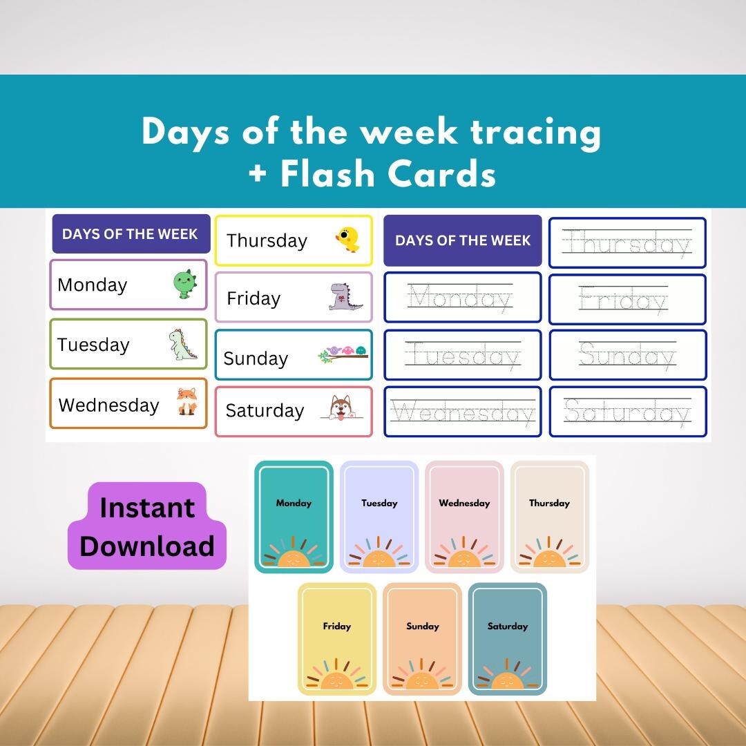 Days of the Week Printable,morning Binder,days of the Week Tracing,busy ...