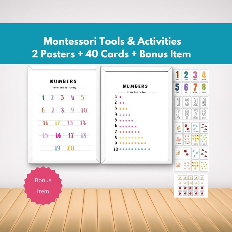 Numbers Poster 1-20,1-10 Numbers Cards,toddlers Preschool Activity ...