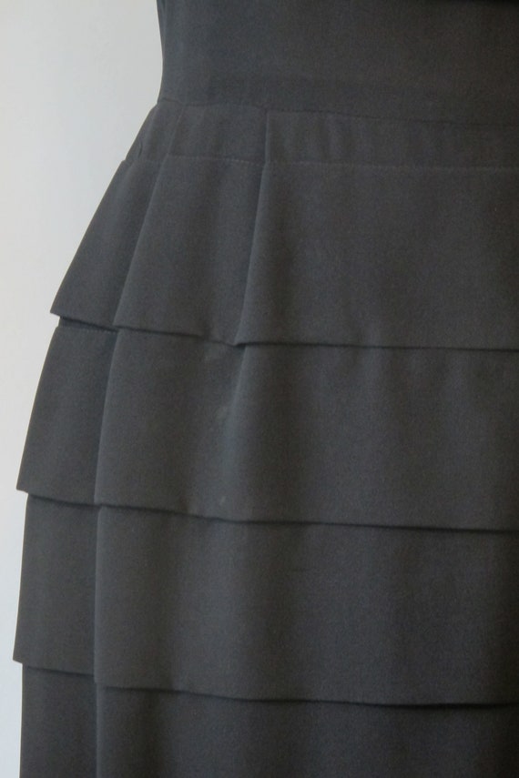 1950s Black Chiffon Horizontal Pleat Cocktail Formal - Gem