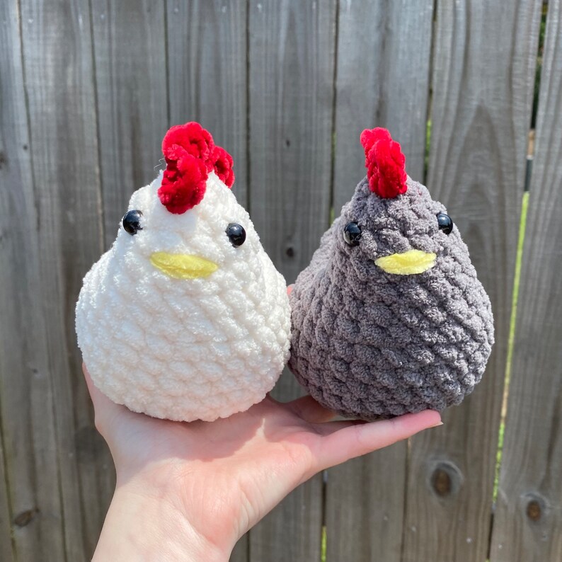 Silly Chicken Plushie Sitting Crochet Amigurumi Stuffed Animal Plush ...