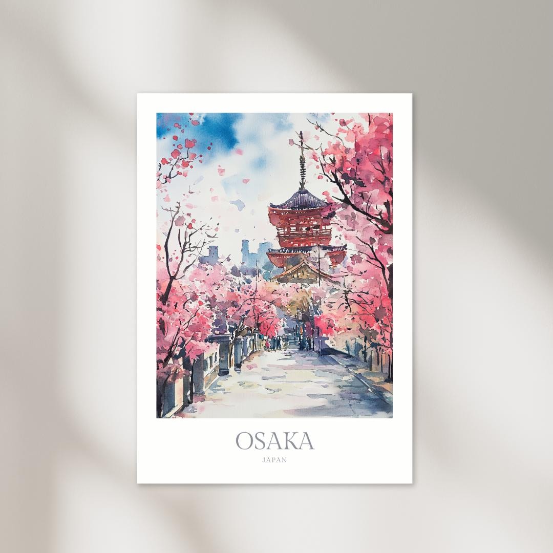 Osaka Watercolor Poster Digital Download Printable Wall Art Print Osaka ...