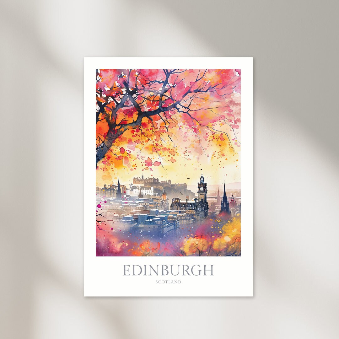 Edinburgh Watercolor Poster Digital Download Scotland Printable Art ...