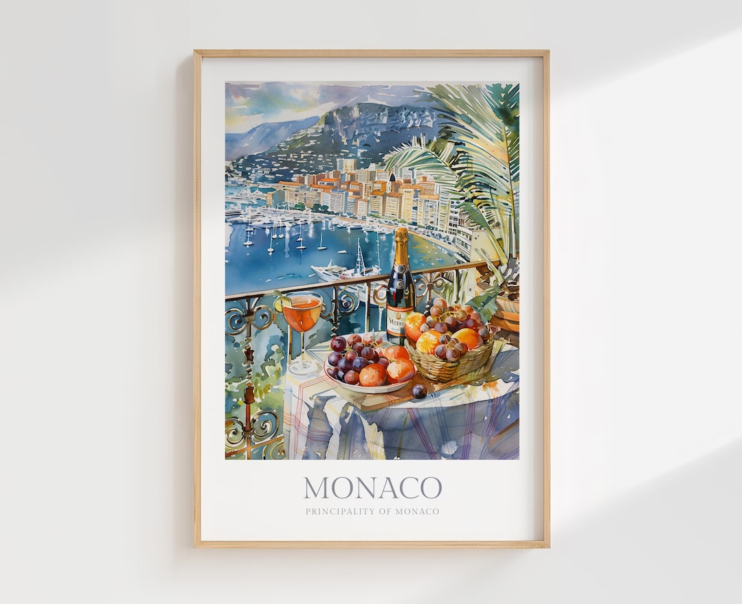 Monaco Watercolor Poster Digital Download Monaco Printable Wall Art ...