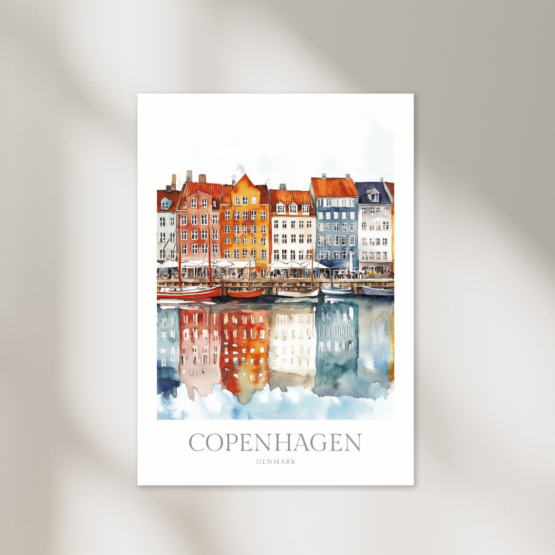 Copenhagen Denmark Watercolor Poster Digital Download Denmark Printable ...