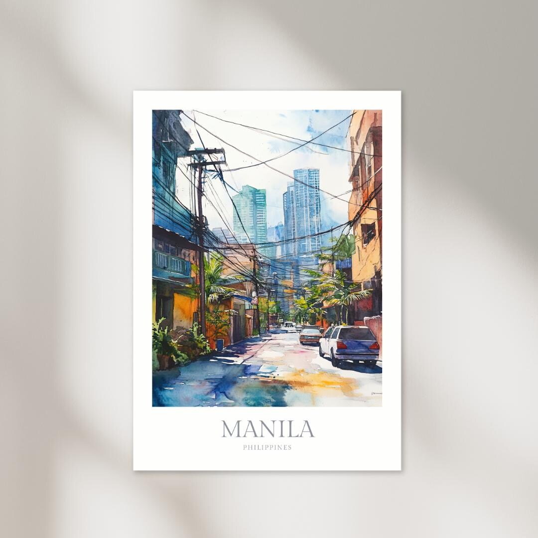 Manila Philippines Watercolor Poster Digital Download Manila Printable ...