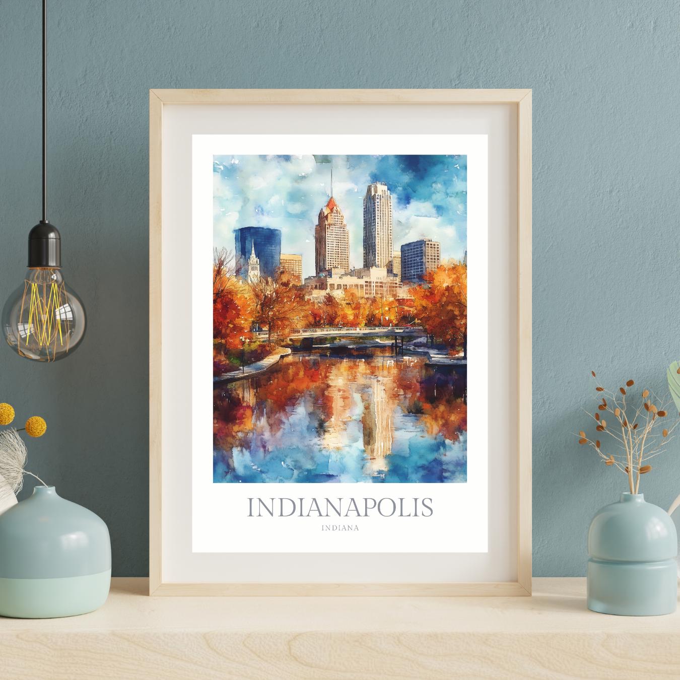 Indianapolis Indiana Watercolor Poster Digital Download Printable Wall ...