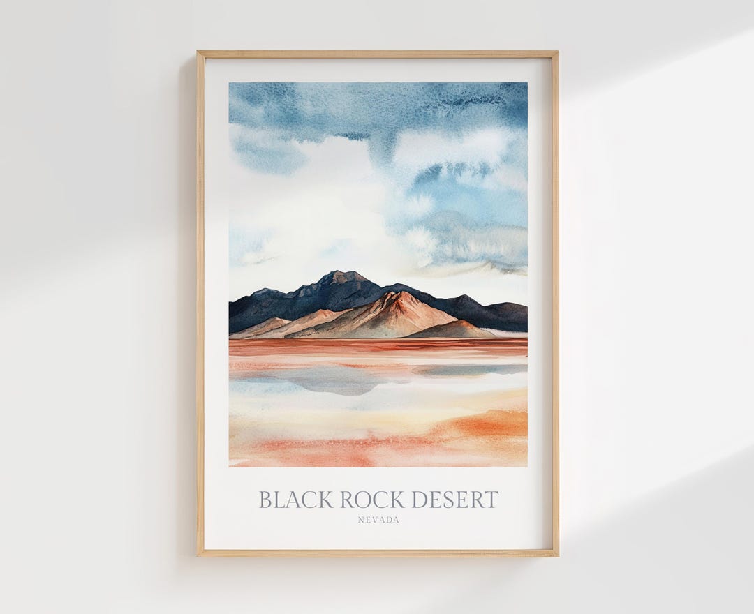 Black Rock Desert Watercolor Poster Digital Download Printable Wall Art ...