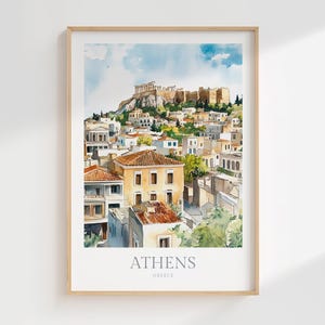 Athens Greece Watercolor Poster Digital Download Athens Printable Wall ...