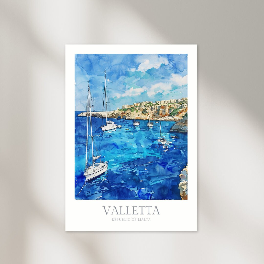 Valletta Malta Watercolor Poster Digital Download Malta Printable Wall ...