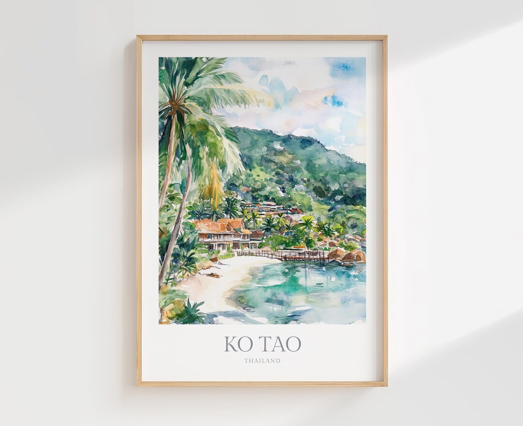 Ko Tao Thailand Watercolor Poster Digital Download Printable Wall Art ...