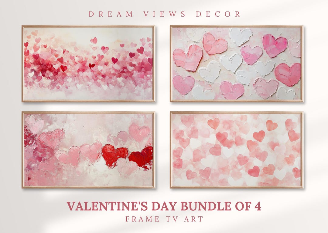 Valentine's Day Frame TV Art Set for Samsung Frame TV Valentine Hearts ...