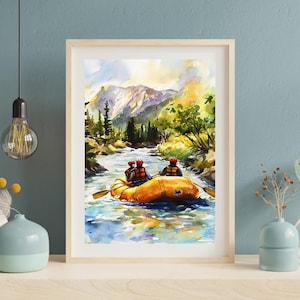 Rafting Watercolor Painting Digital Art Print Digital Poster Digital ...