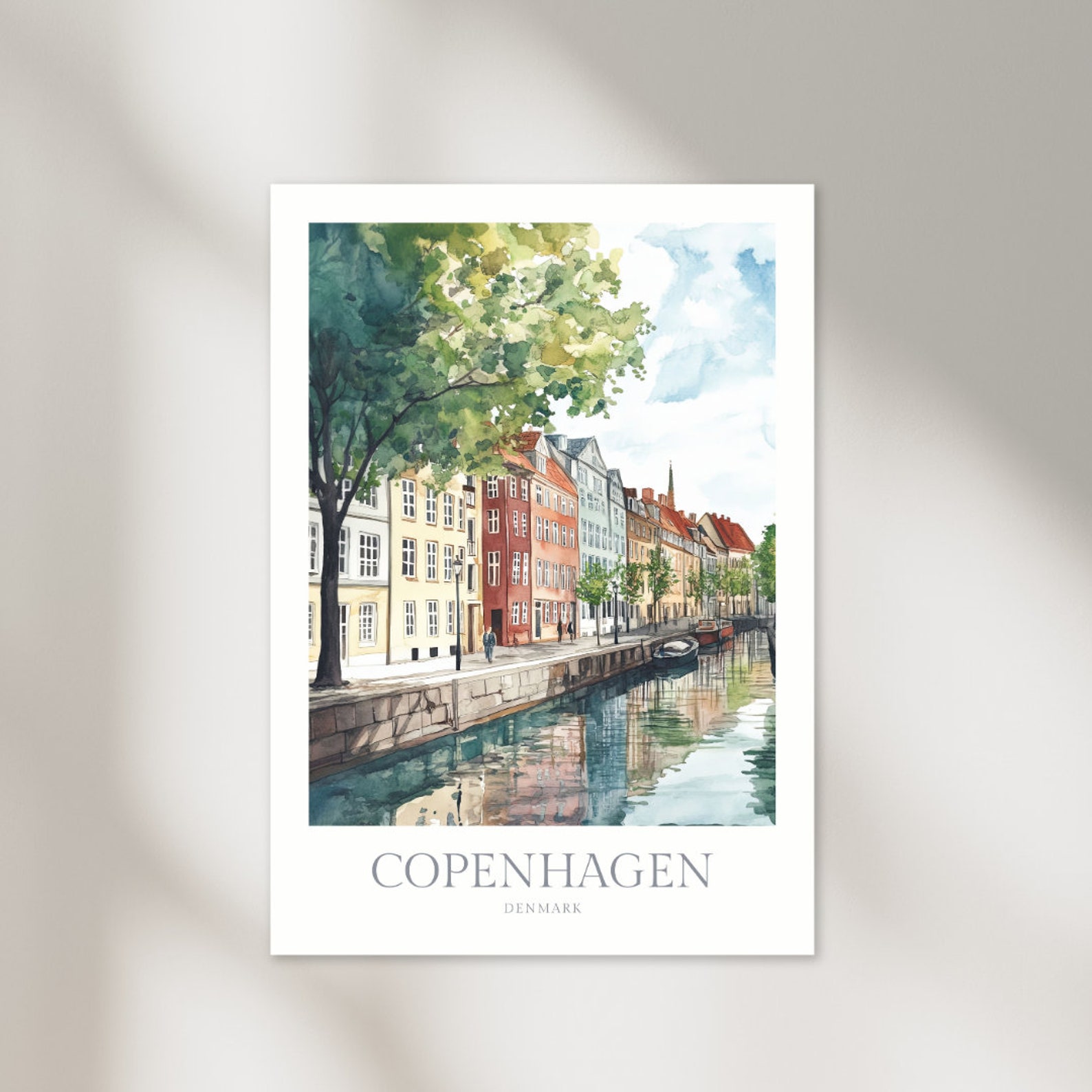Copenhagen Denmark Watercolor Poster Print Download Denmark Printable ...