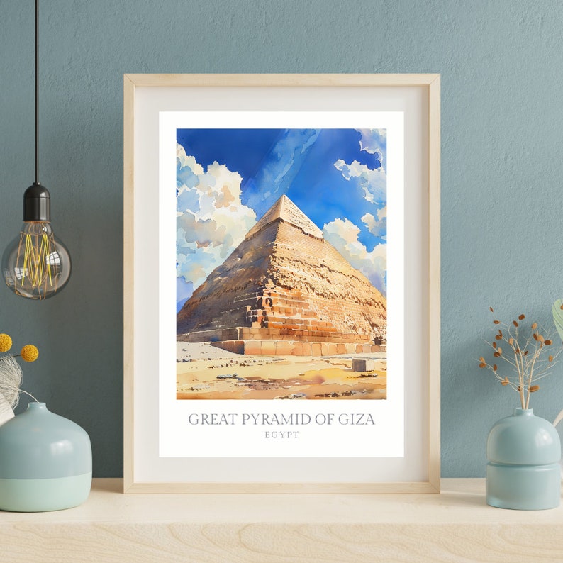 Great Pyramid of Giza Watercolor Poster Digital Download Giza Printable ...