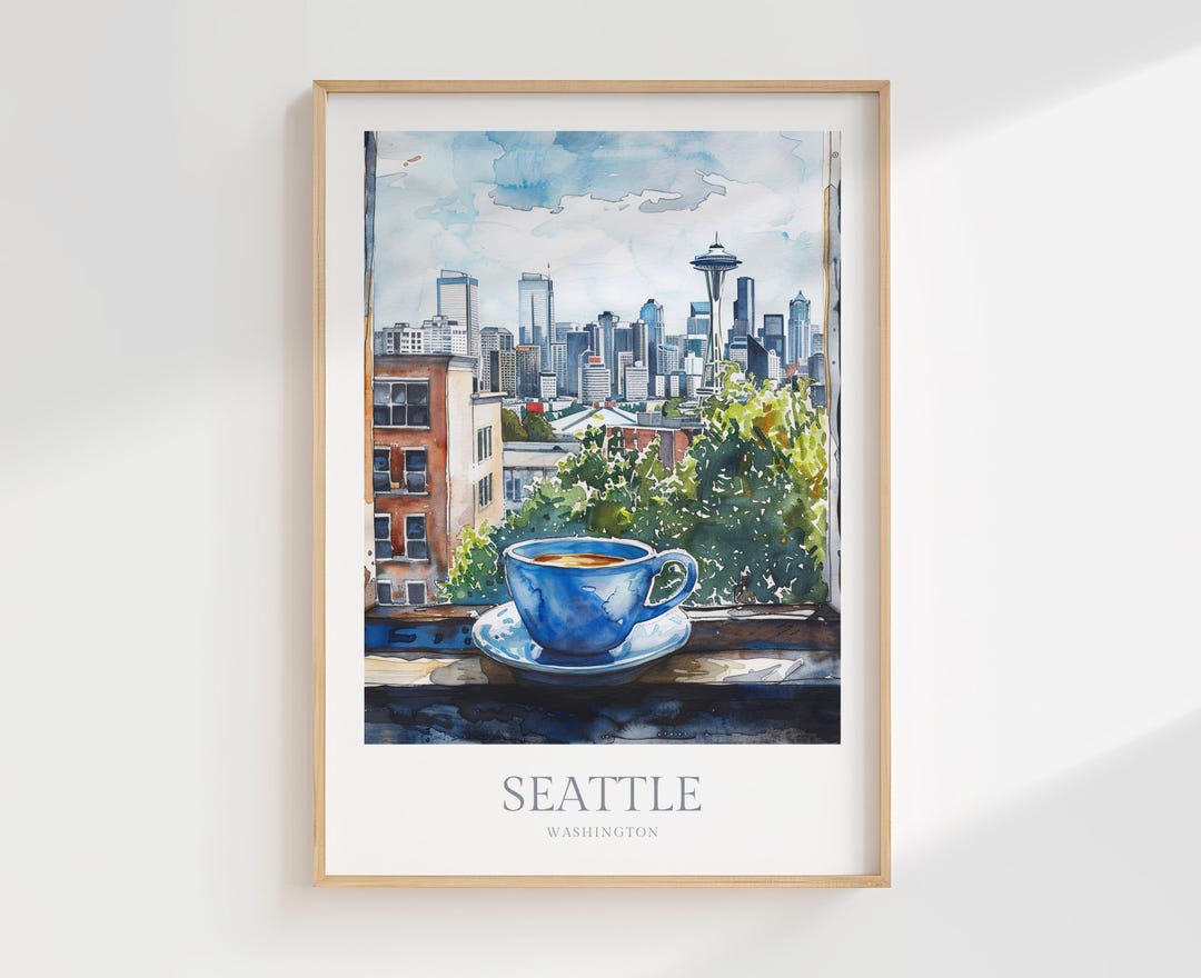 Seattle Washington Watercolor Poster Digital Download Printable Wall ...
