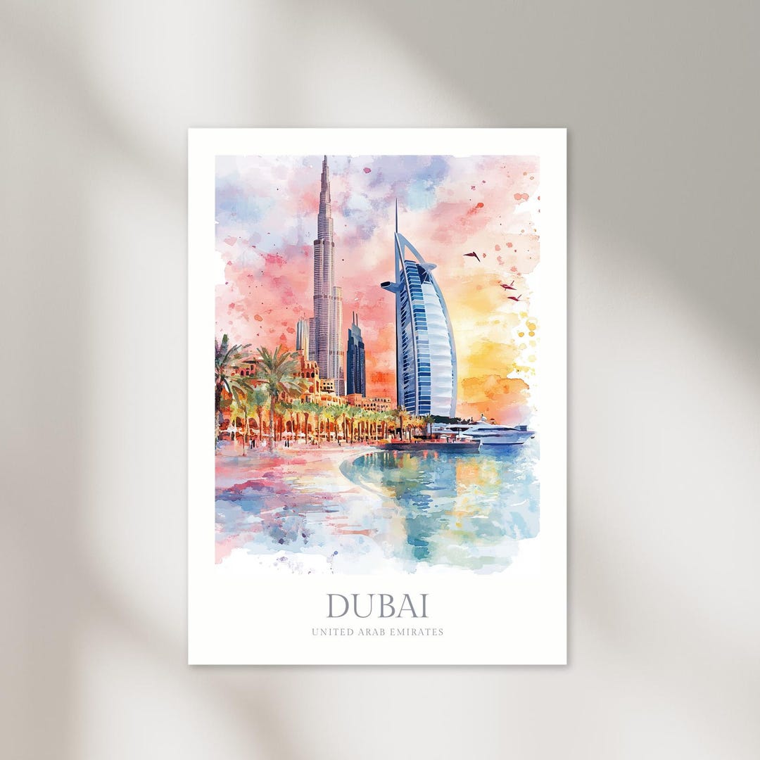 Dubai Watercolor Poster Digital Download Dubai Digital Poster Print ...