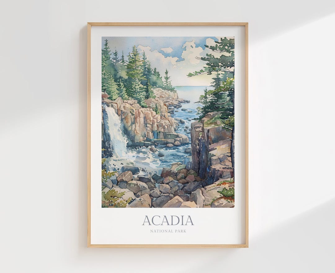 Acadia National Park Watercolor Poster Digital Download Acadia ...