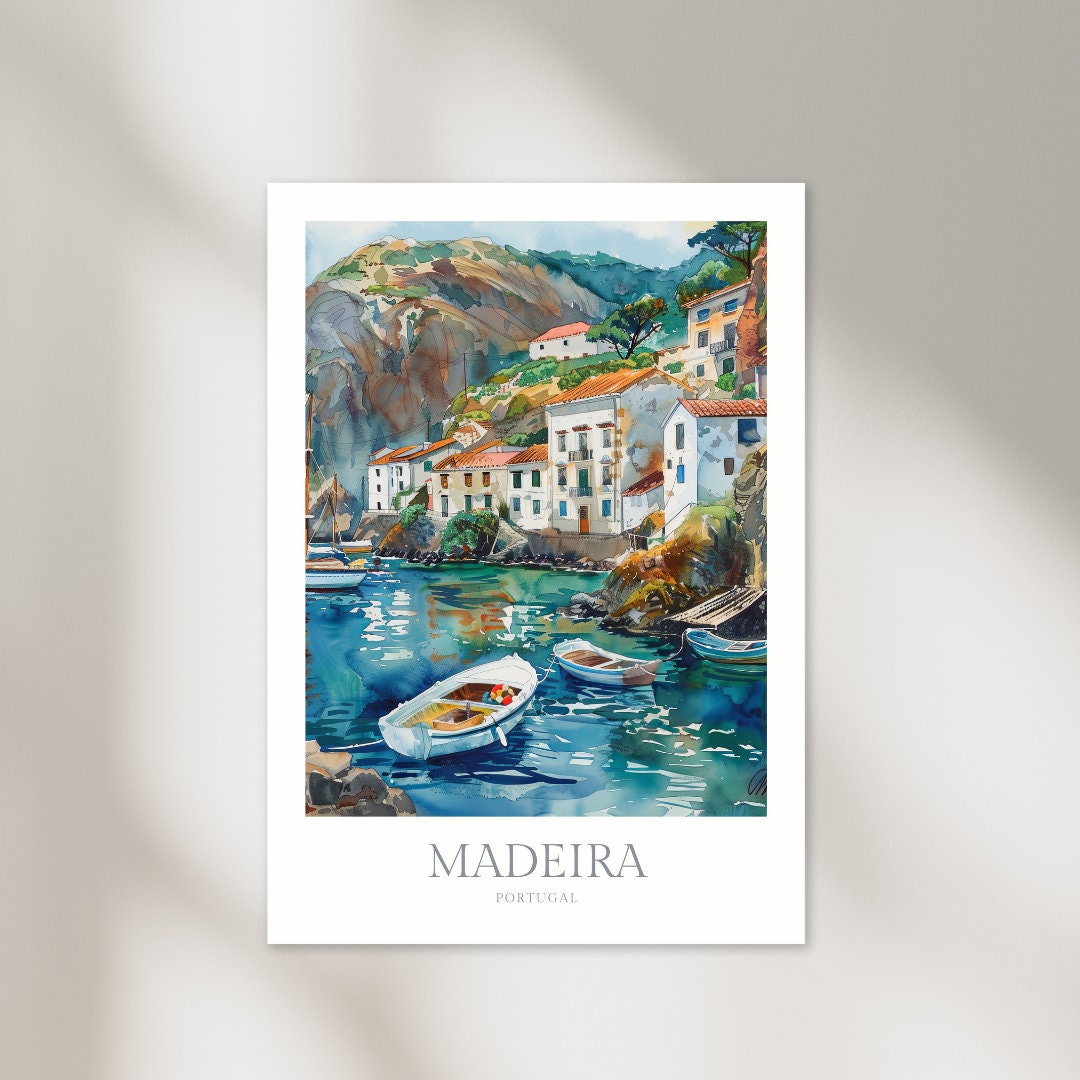 Madeira Watercolor Poster Digital Download Madeira Printable Wall Decor ...