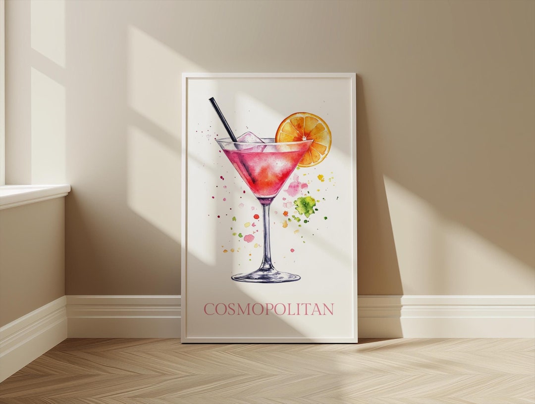 Cosmopolitan Watercolor Painting Digital Download Printable Wall Art ...
