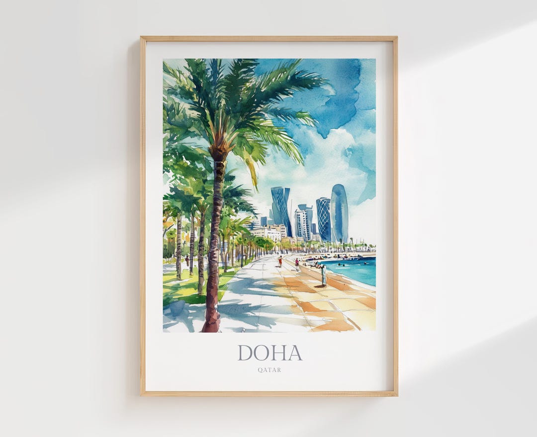 Doha Watercolor Print, Qatar Skyline Poster (digital Download) - Etsy
