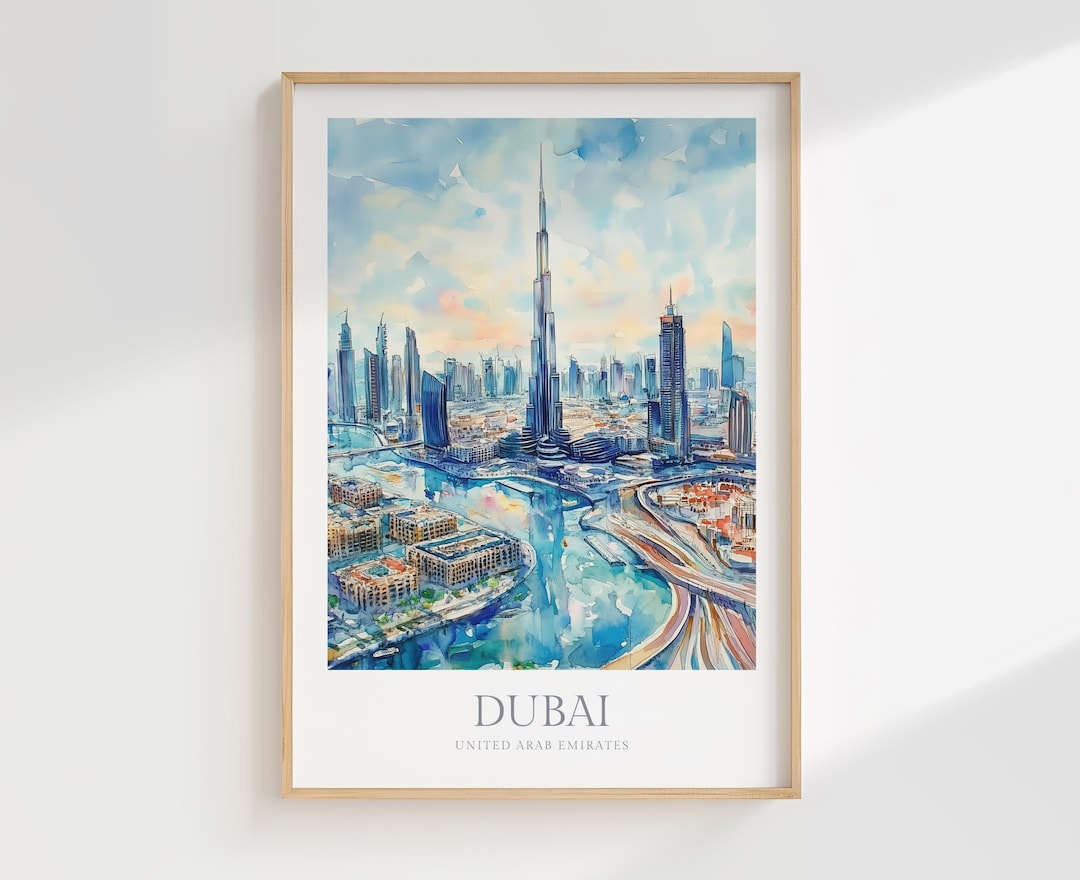 Dubai Watercolor Poster Digital Download Dubai Digital Poster Print ...
