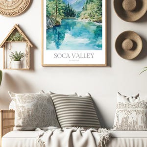 Soca Valley Slovenia Watercolor Print, Turquoise River (digital ...