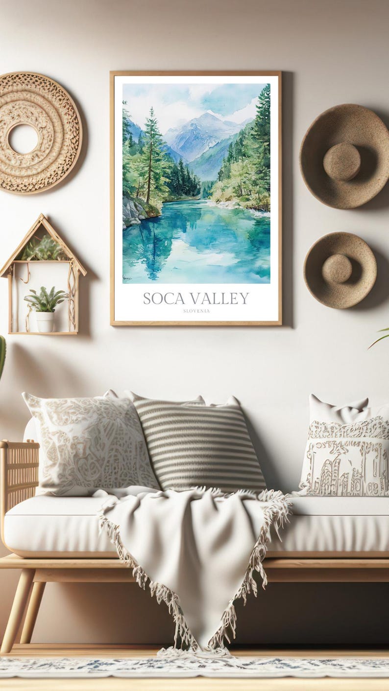 Soca Valley Slovenia Watercolor Poster Digital Download Soca Valley ...