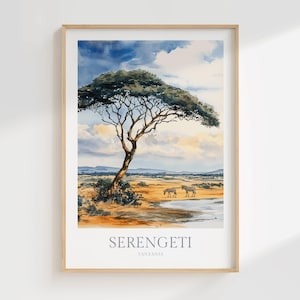 Serengeti Print Watercolor Poster Tanzania Wall Art Decor Print ...