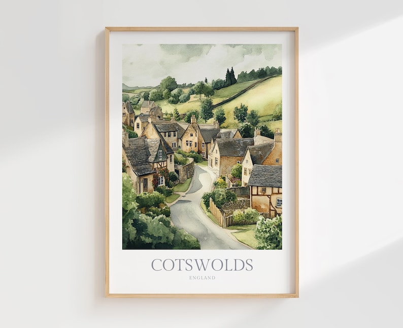 Cotswolds Village Watercolor Print, England Wall Art (digital Download ...