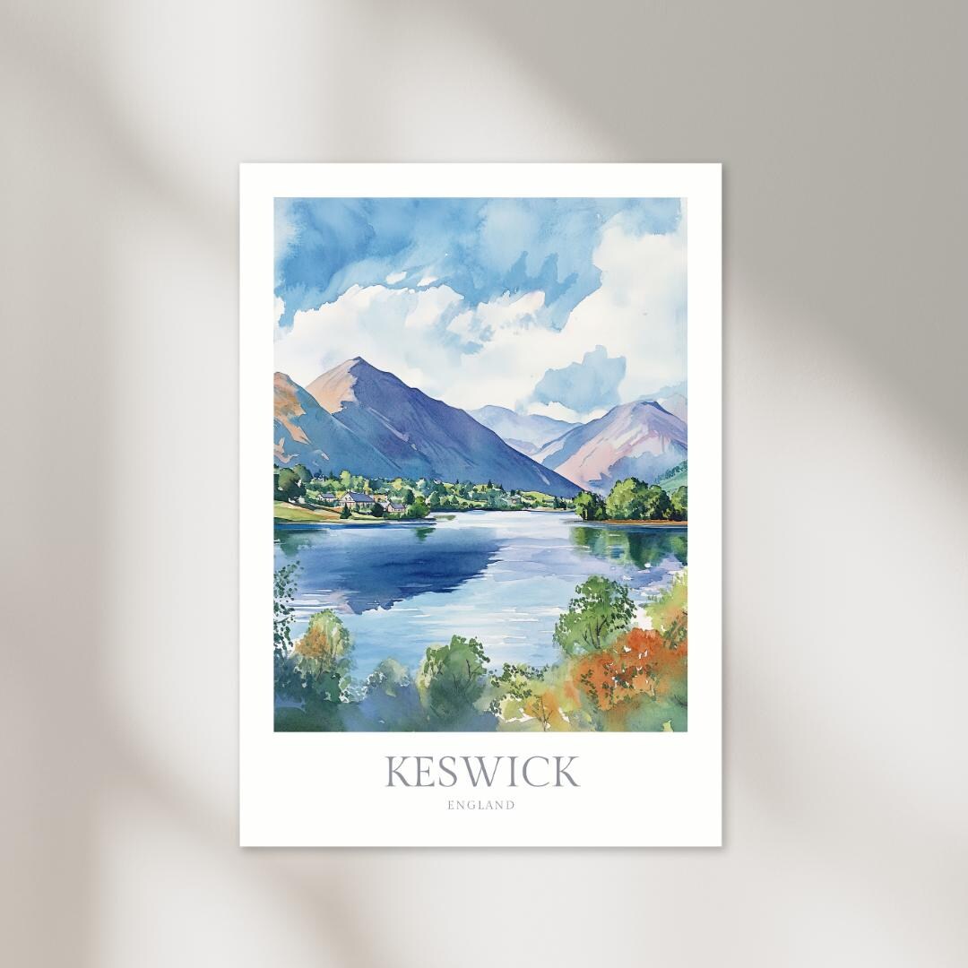 Keswick England Watercolor Poster Digital Download Keswick Printable ...