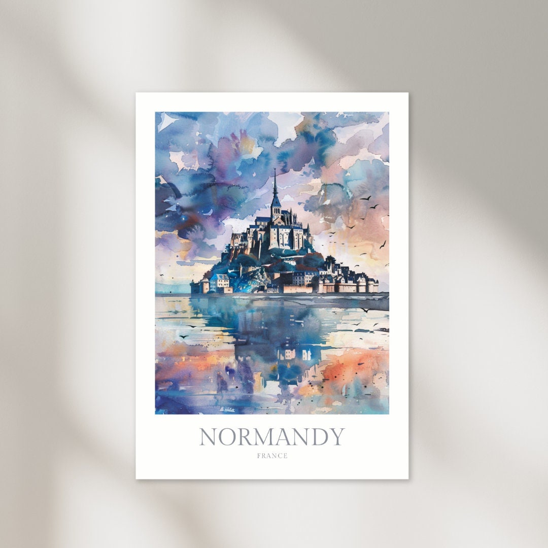 Normandy France Watercolor Poster Digital Download Normandy Printable ...