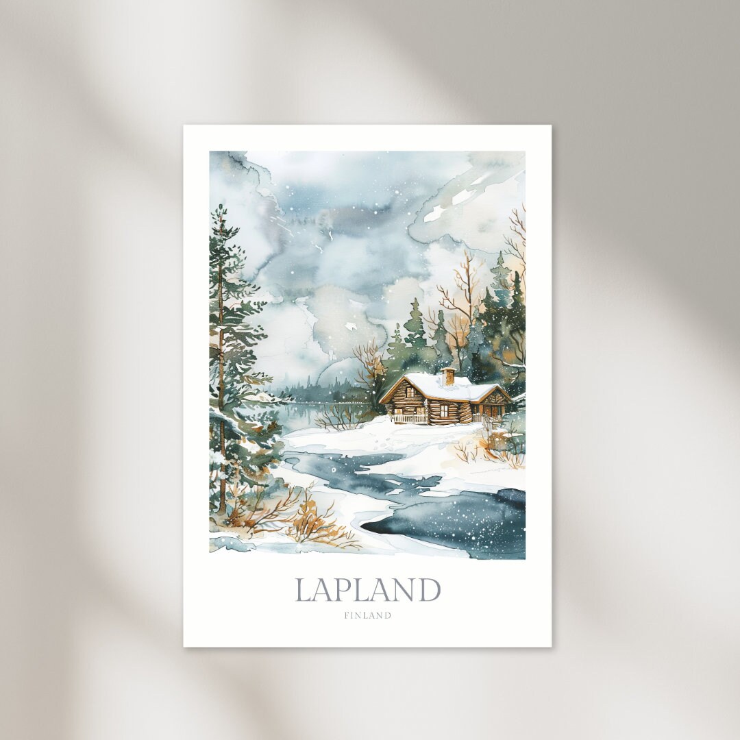 Lapland Finland Watercolor Poster Digital Download Lapland Printable ...