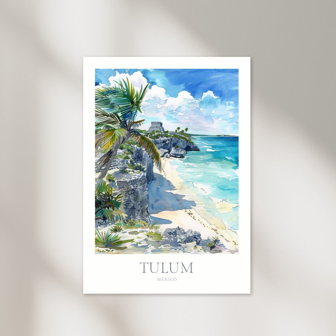 Tulum Mexico Watercolor Poster Digital Download Printable Wall Art ...