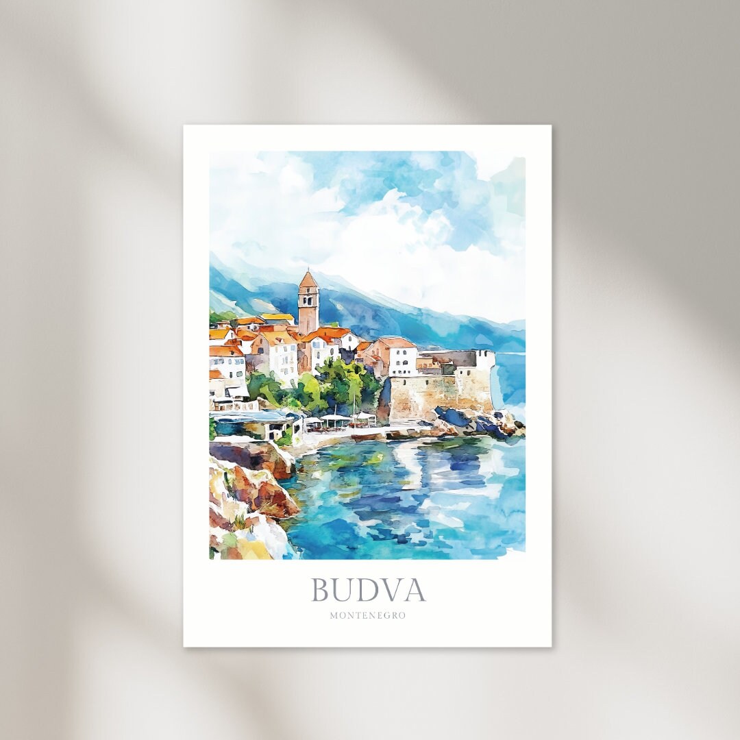 Budva Montenegro Watercolor Poster Digital Download Budva Printable ...