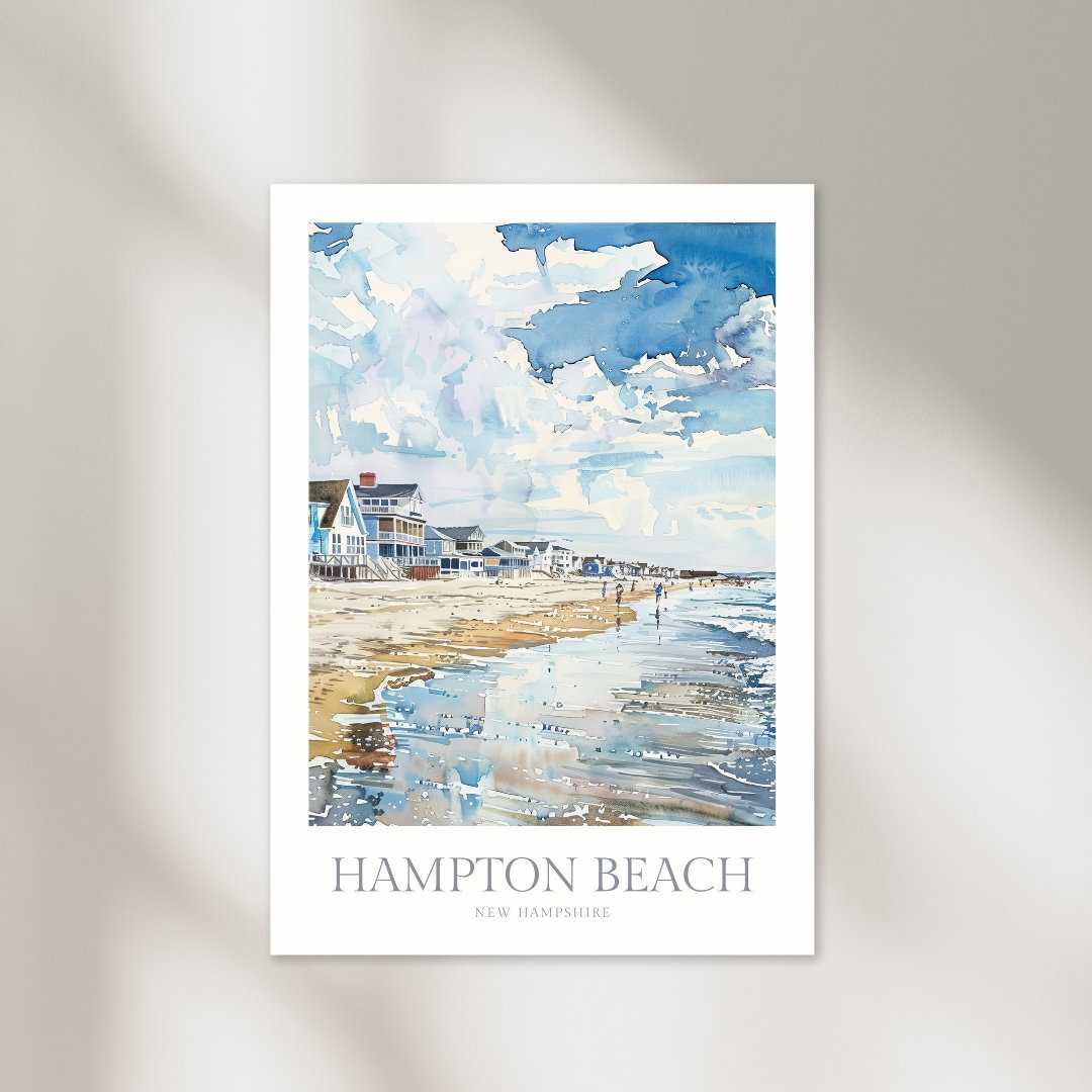 Hampton Beach Watercolor Poster Digital Download Printable Wall Art ...