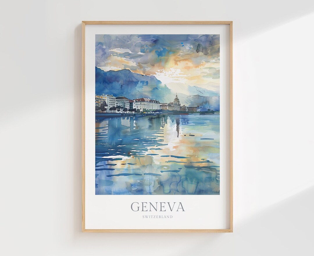 Geneva Switzerland Watercolor Poster Geneva Digital Download Printable ...