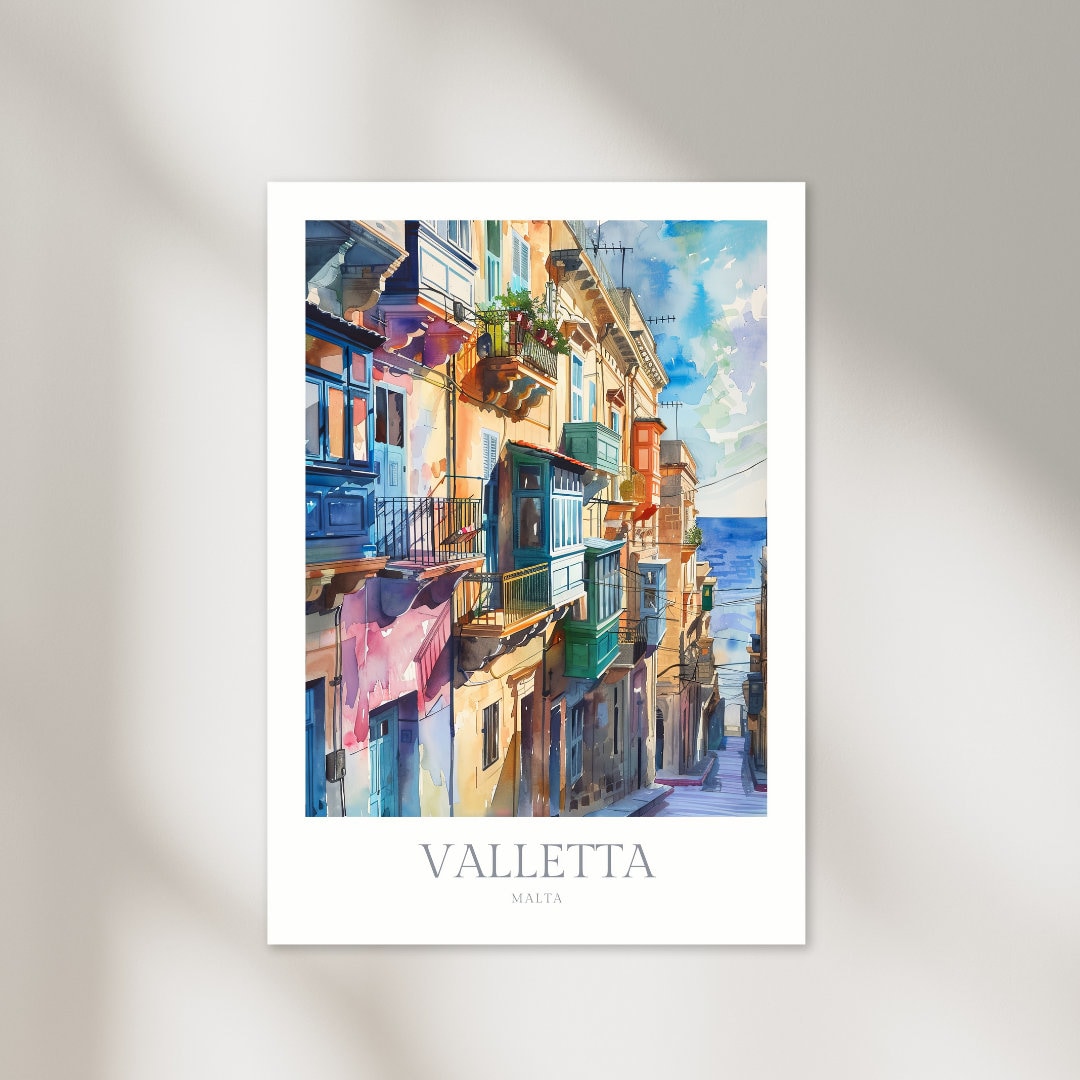 Valletta Malta Watercolor Poster Digital Download Malta Printable Wall ...
