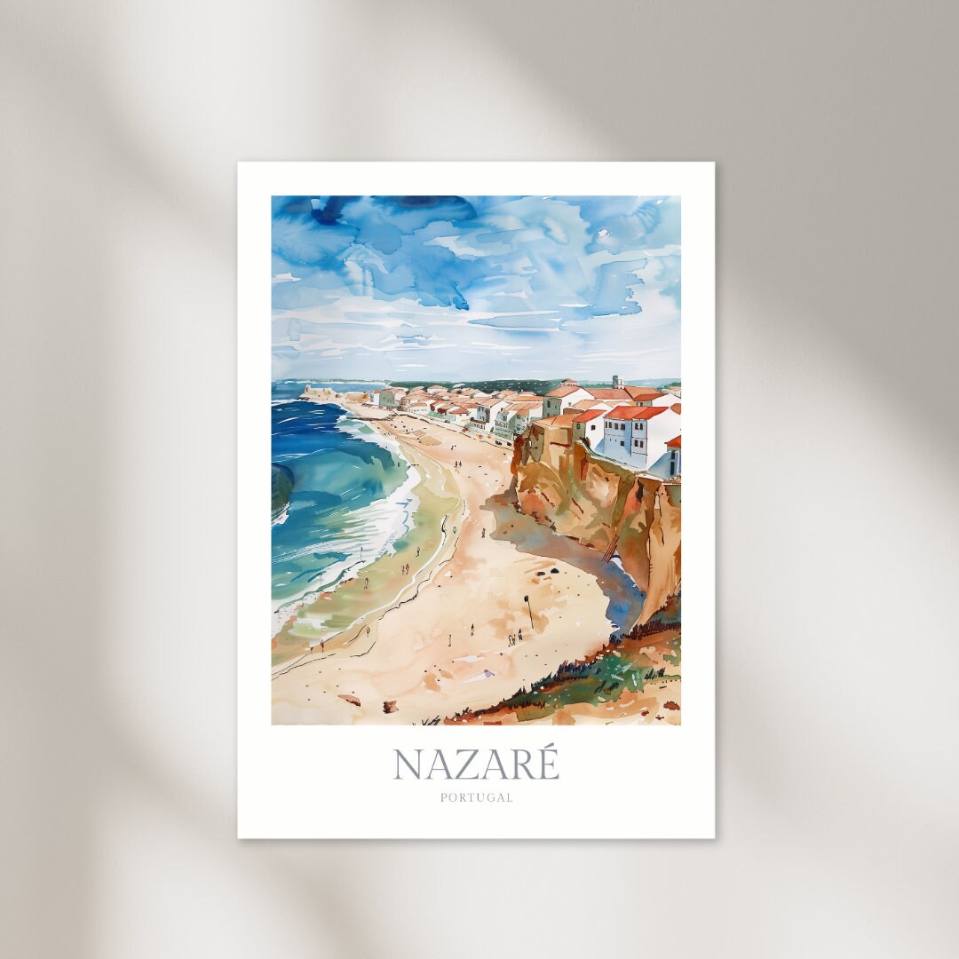 Nazare Portugal Watercolor Poster Digital Download Printable Wall Art ...