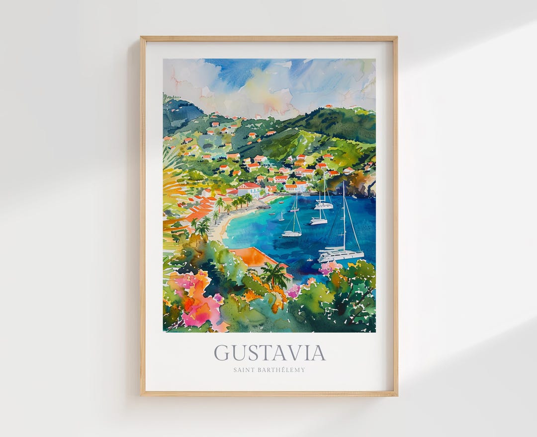 Gustavia Saint Barth France Watercolor Poster Digital Download St Barth ...