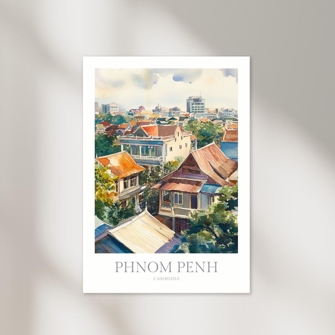 Phnom Penh Cambodia Watercolor Poster Digital Download Phnom Penh ...