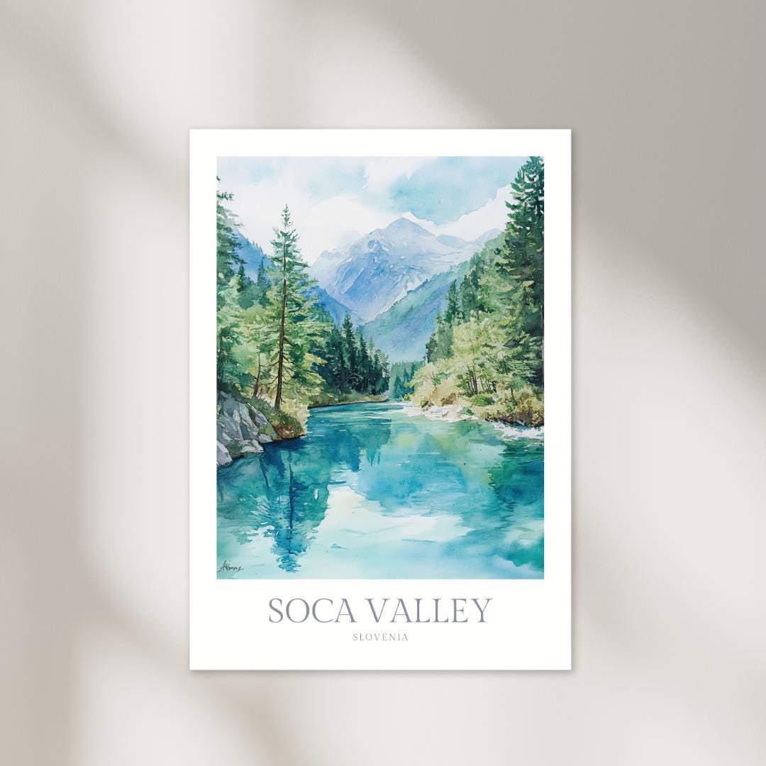 Soca Valley Slovenia Watercolor Poster Digital Download Soca Valley ...