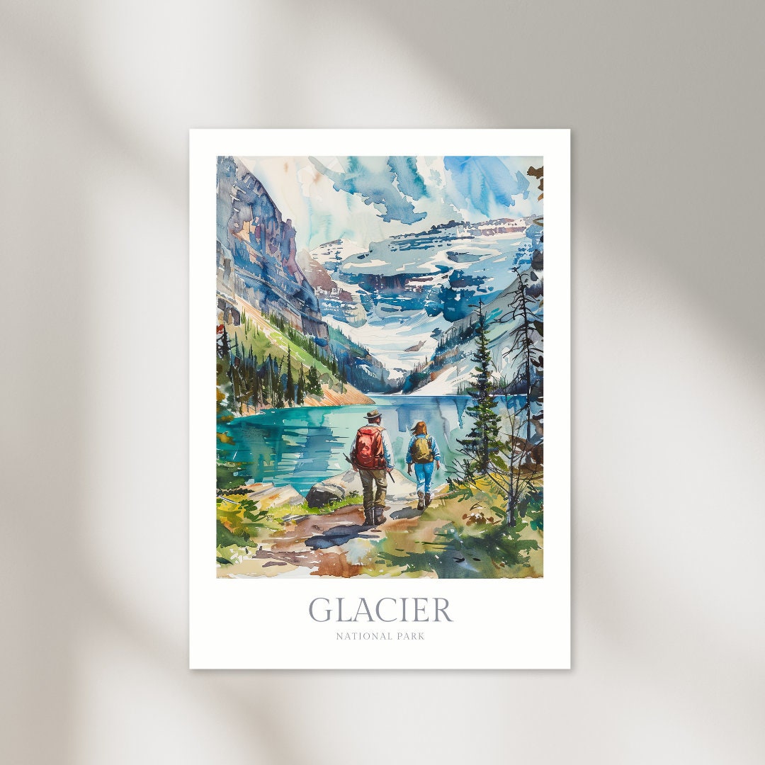 Glacier National Park Watercolor Poster Glacier Digital Download ...