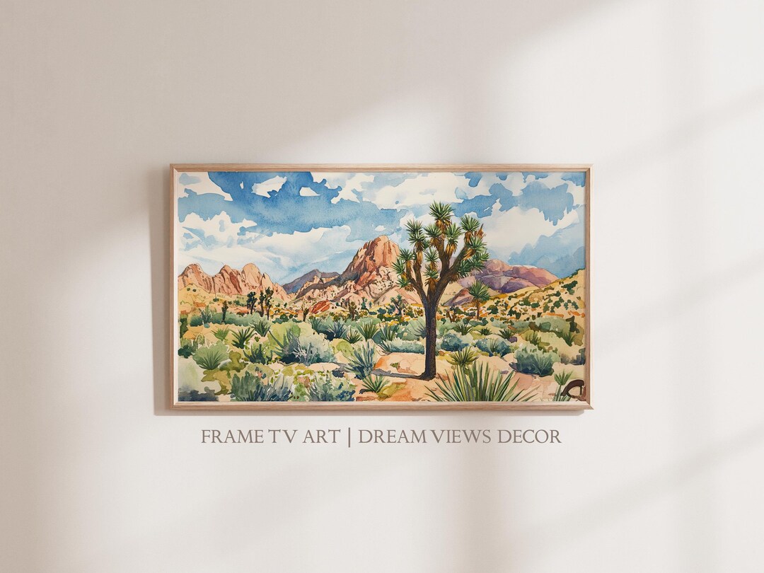 Joshua Tree Watercolor Painting, Frame TV Art (digital Download) - Etsy