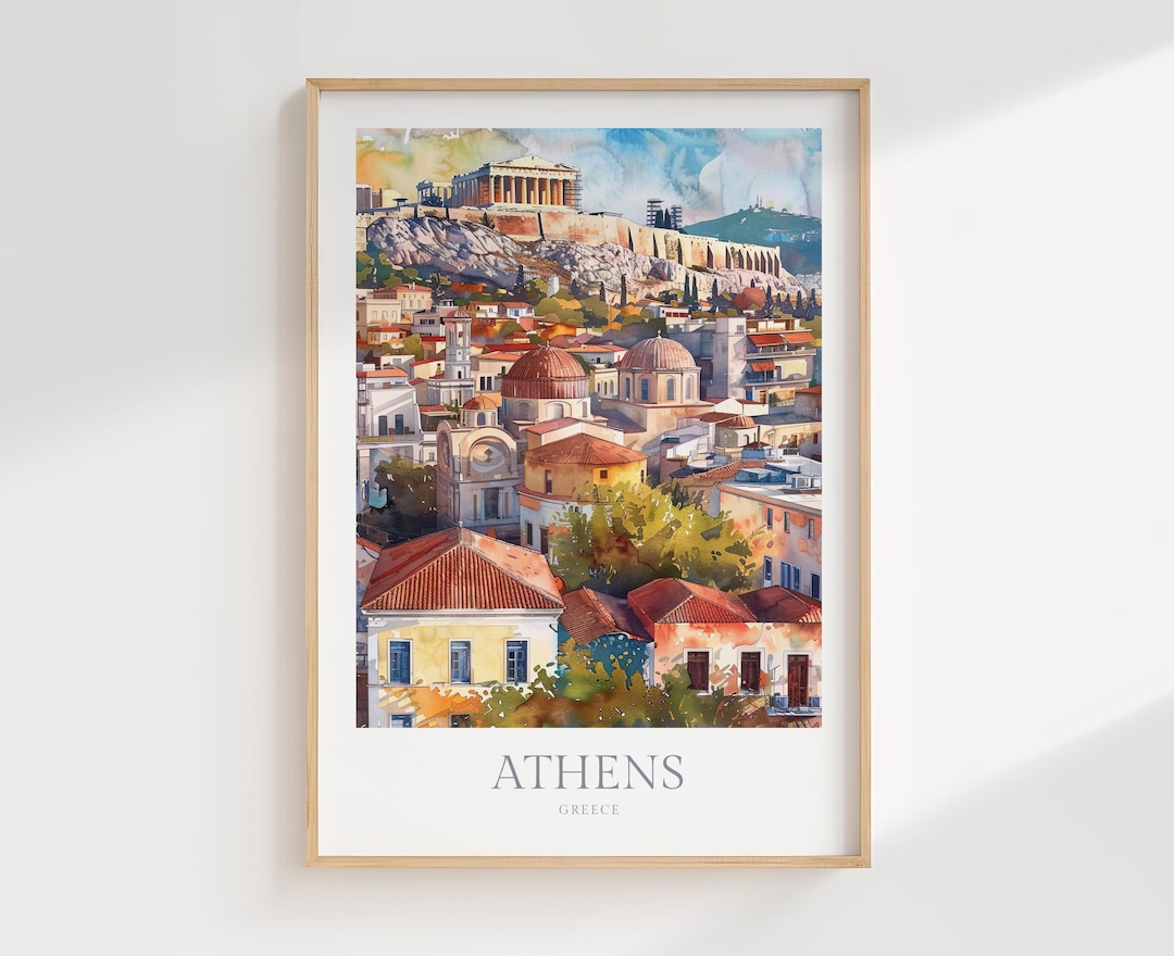 Athens Greece Watercolor Poster Digital Download Athens Printable Wall ...